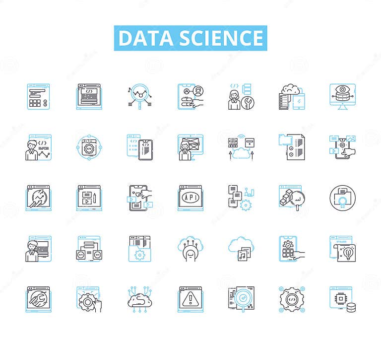 Data Science Linear Icons Set. Analytics, Algorithms, Big Data ...