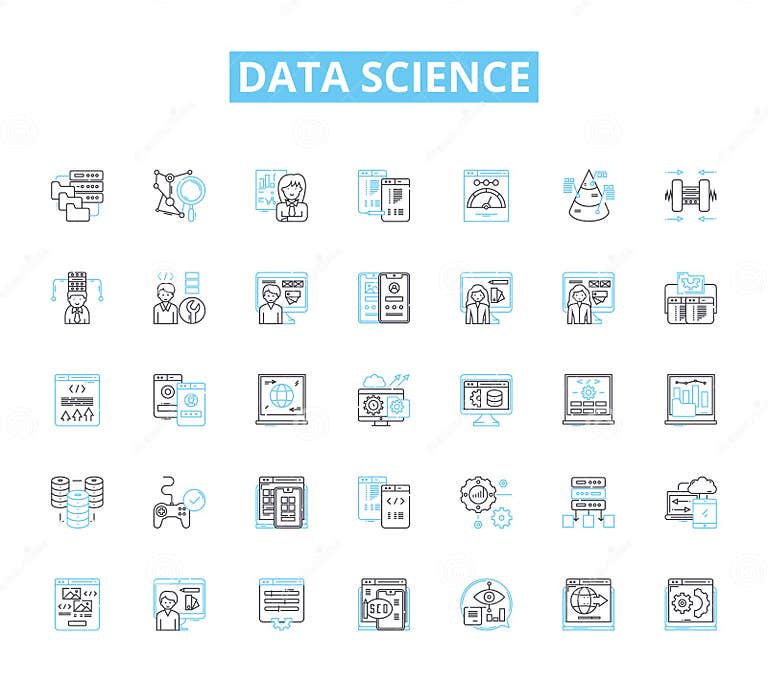 Data Science Linear Icons Set. Analytics, Algorithms, Big Data ...