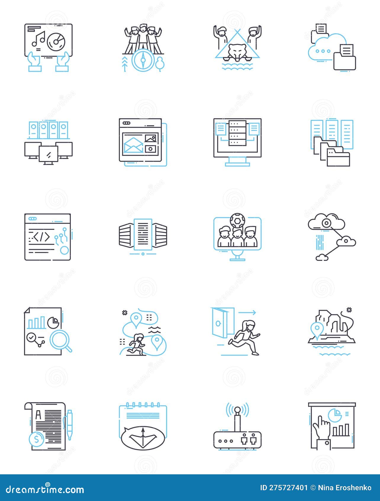 Data Science Linear Icons Set. Analytics, Big Data, Machine Learning, Algorithms, Predictive ...