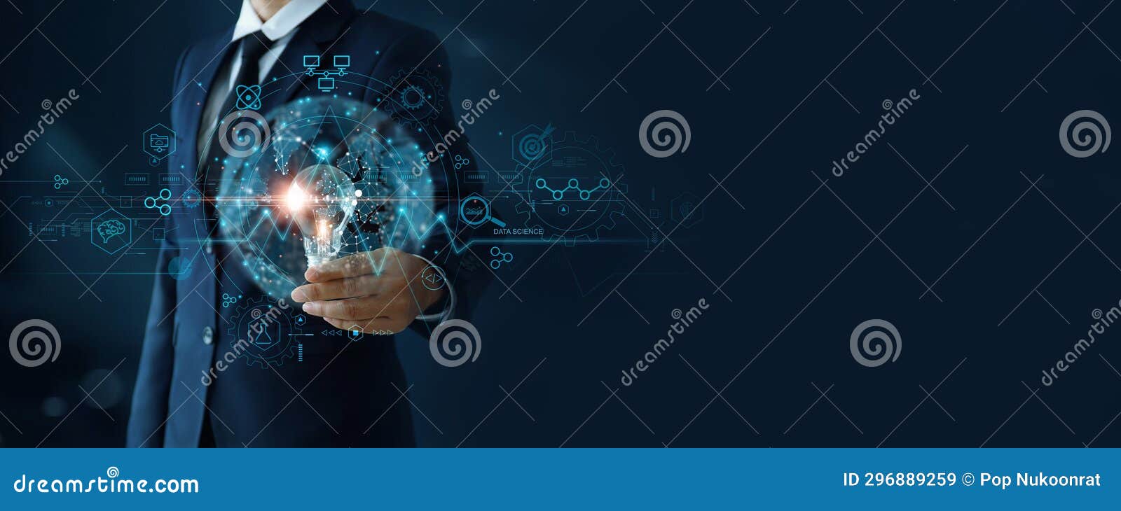 Data Science. Man Hold Light Bulb of Innovative. Business Analytics (BA ...