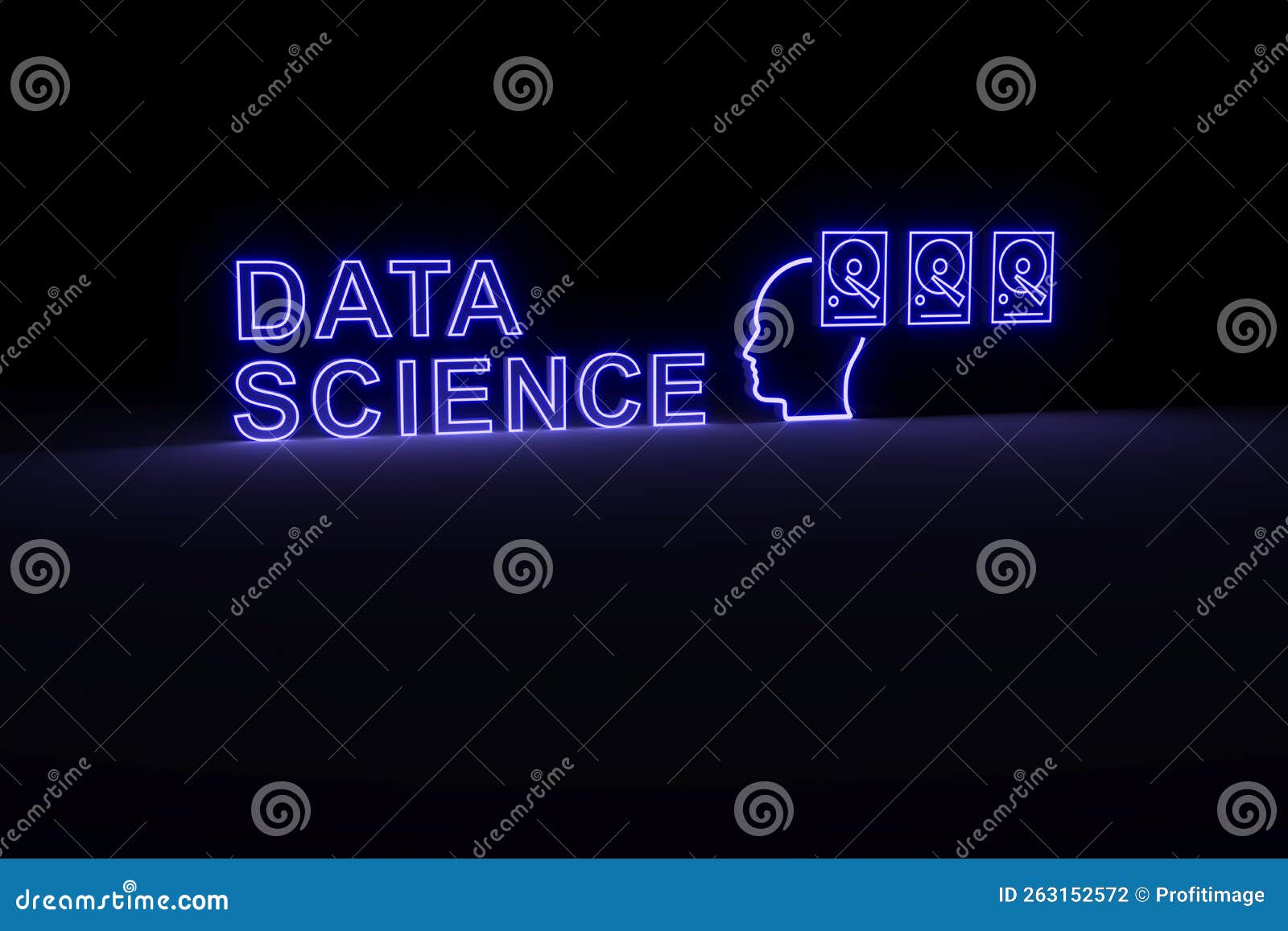 DATA SCIENCE Neon Concept Self Illumination Background 3D Stock ...