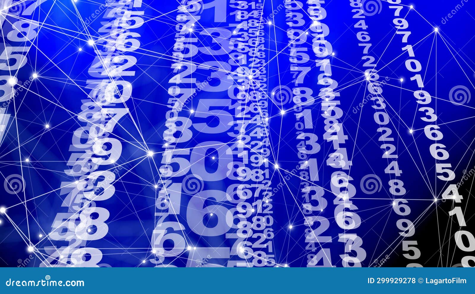 Blue Background With Connected Lines Showcasing Dynamic Numbers And Numerical Code Sequence For