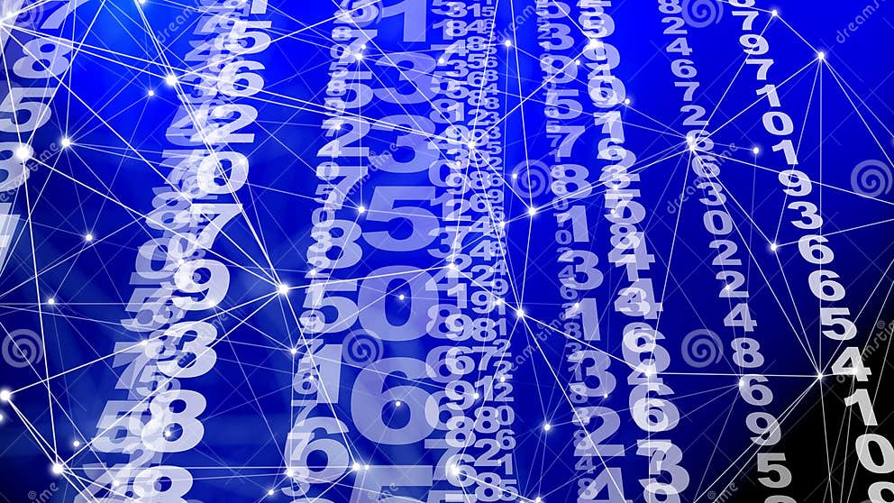 Blue Background With Connected Lines Showcasing Dynamic Numbers And Numerical Code Sequence For