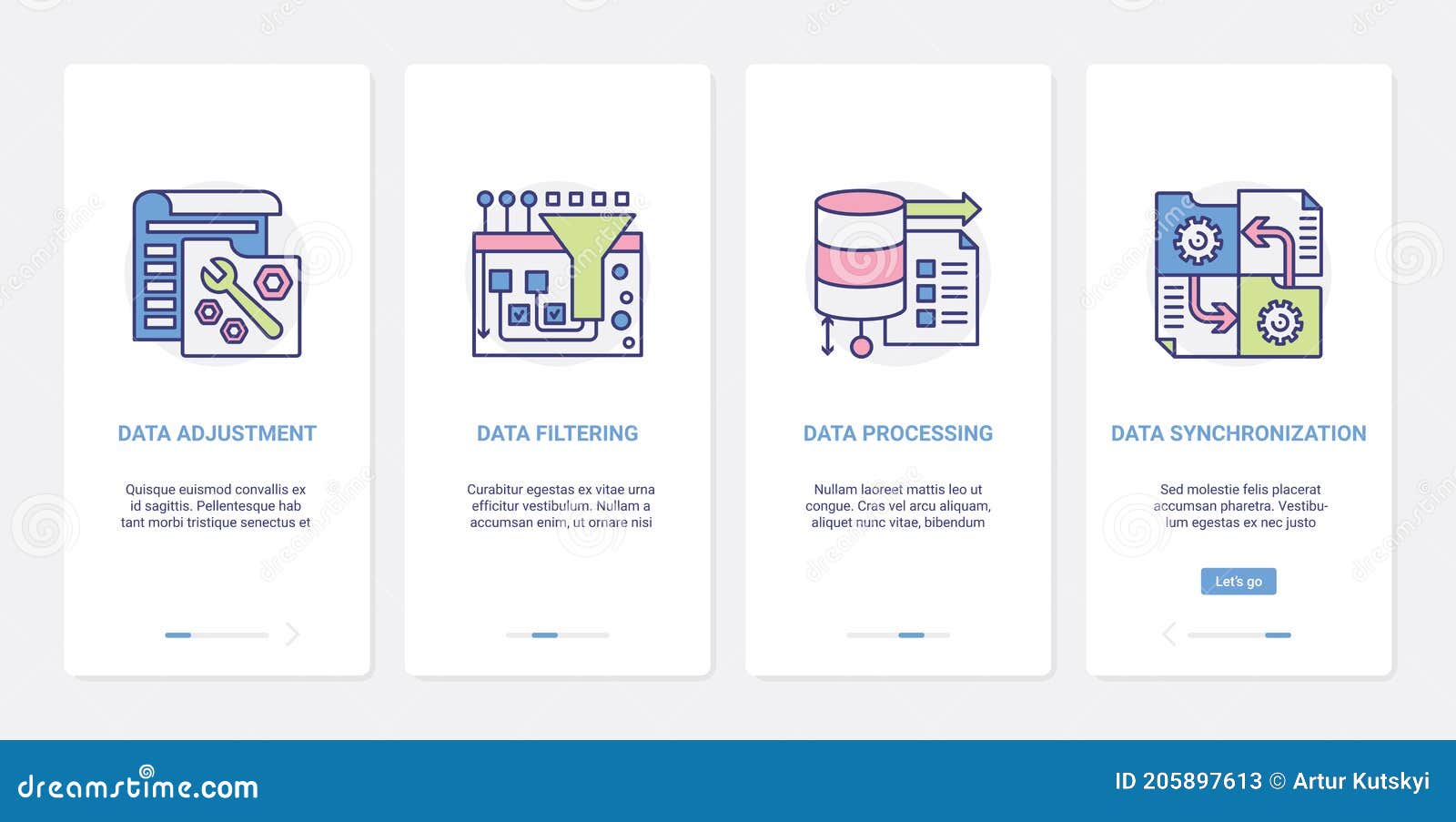 Data Science Processing Digital Technology UX, UI Onboarding Mobile App ...