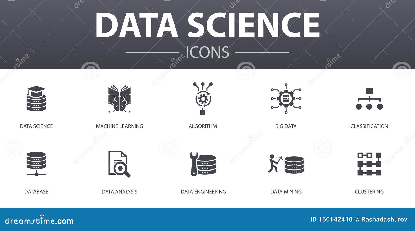Data Science Simple Concept Icons Set Stock Vector - Illustration of ...