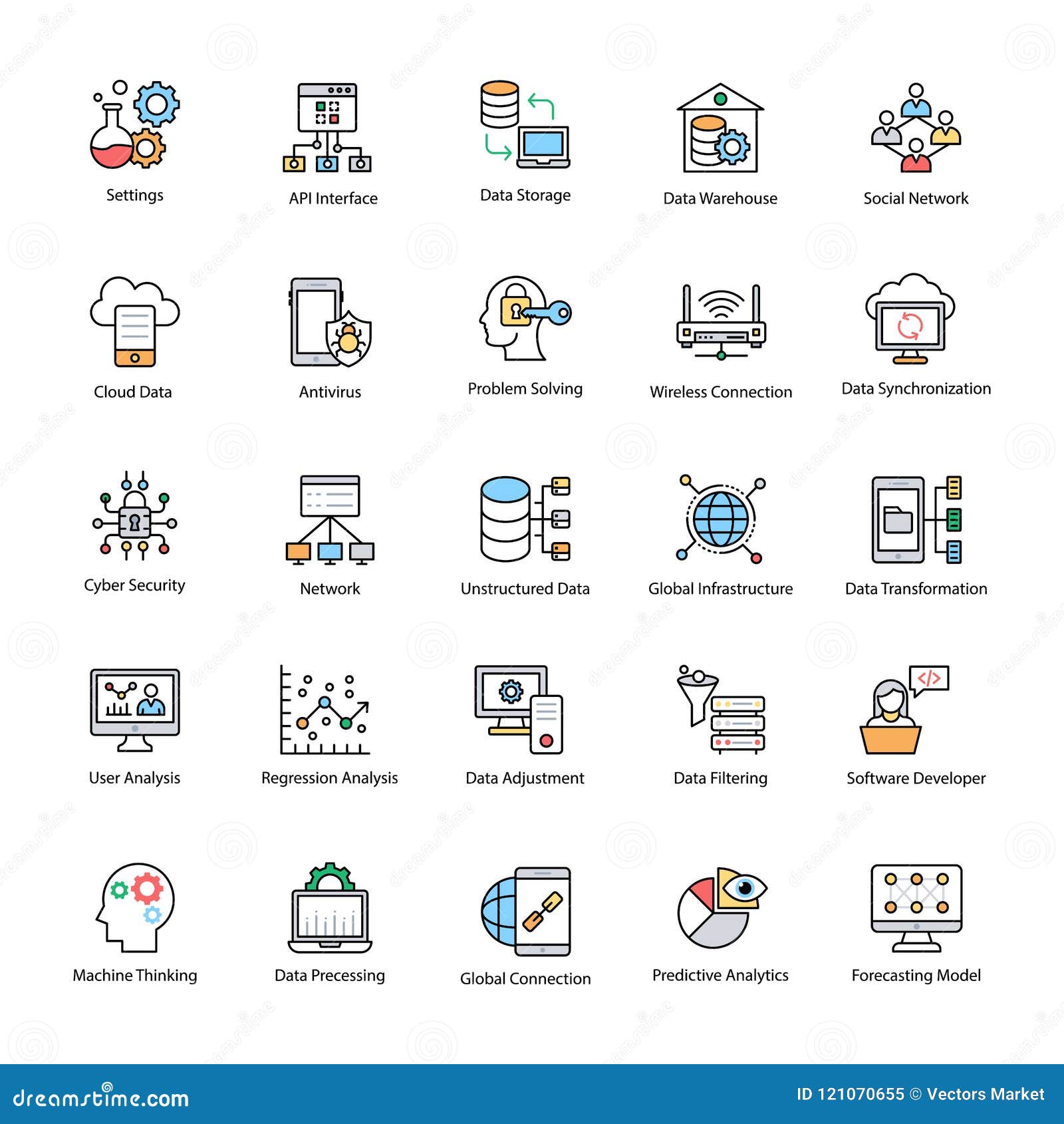 Data Science Flat Vector Icons Stock Illustration - Illustration of ...