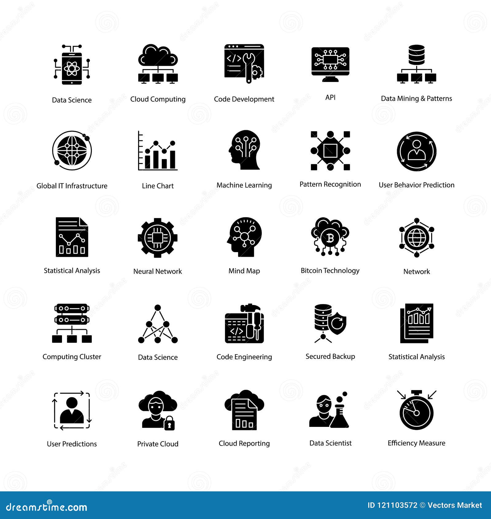 Data Science Glyph Vector Icons Set Stock Illustration - Illustration ...