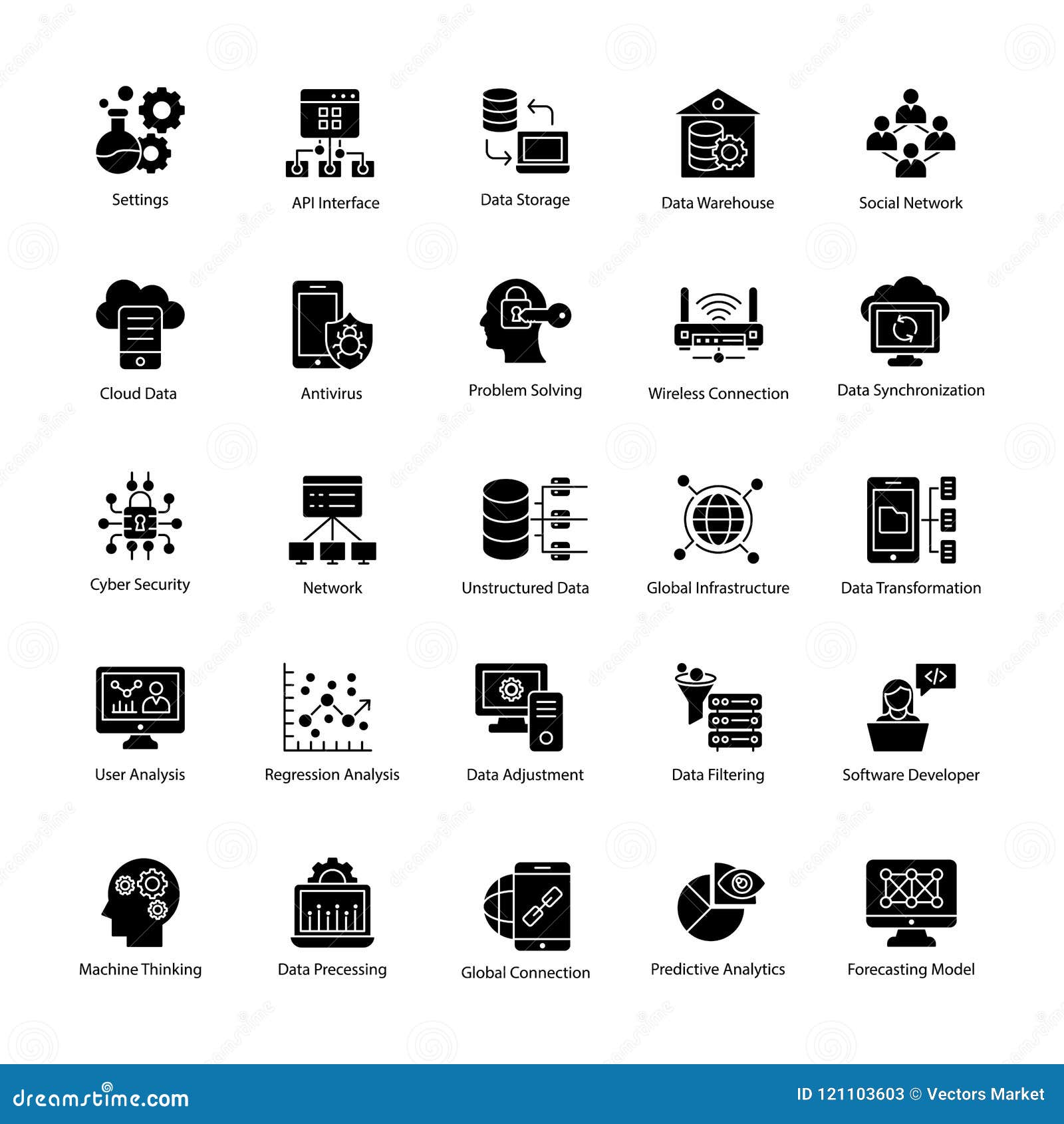 Data Science Glyph Vector Icons Stock Illustration - Illustration of ...