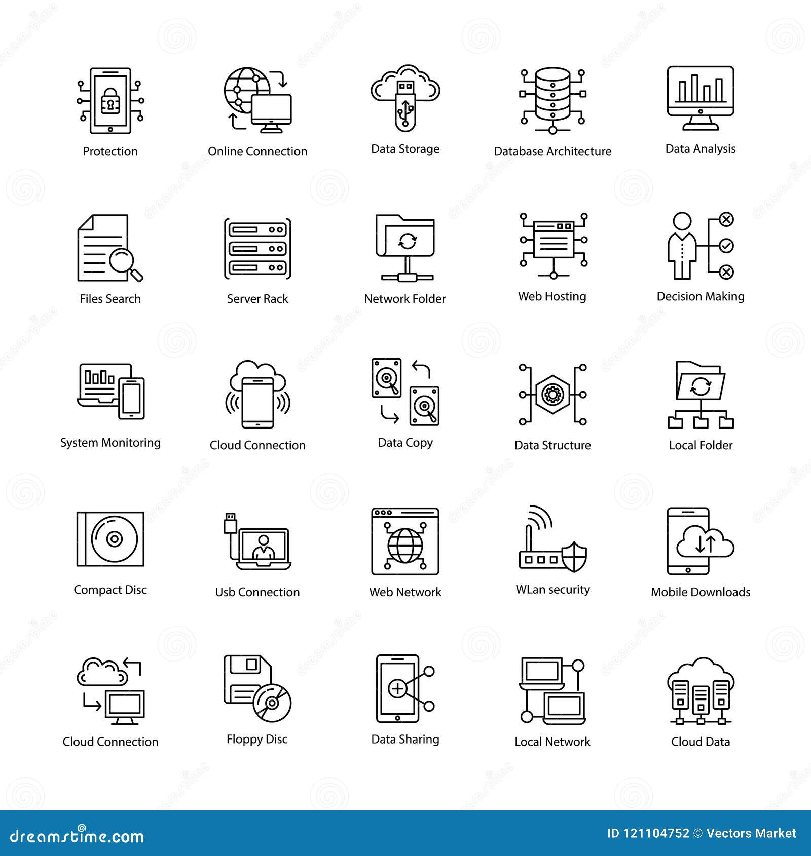 Data Science Line Icons stock illustration. Illustration of hosting ...