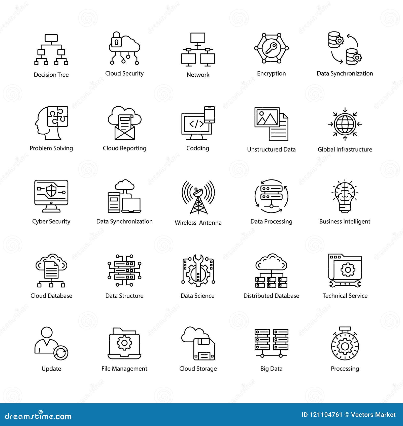 Data Science Vector Icons stock illustration. Illustration of server ...