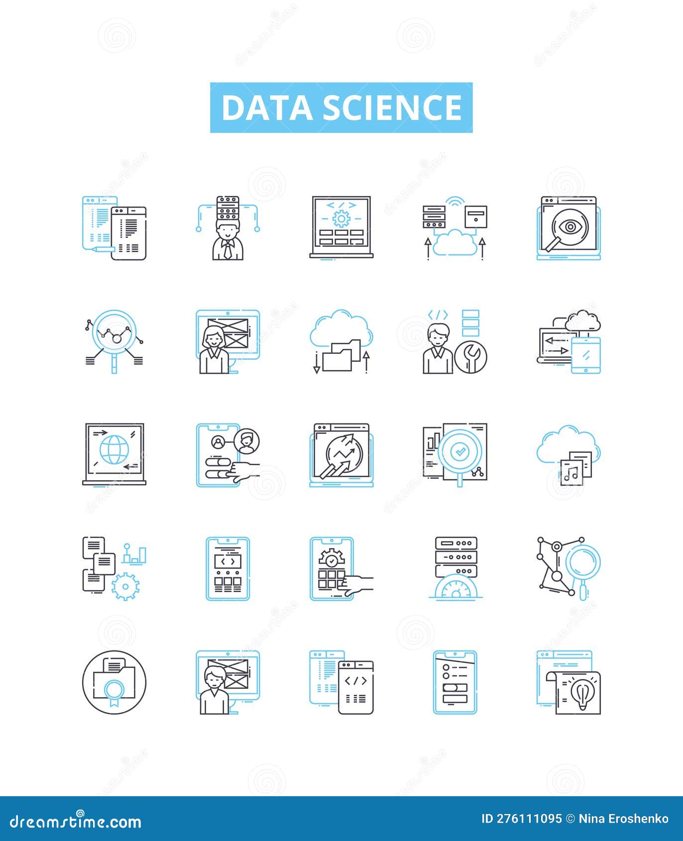 Data Science Vector Line Icons Set. Data, Science, Mining, Analysis ...