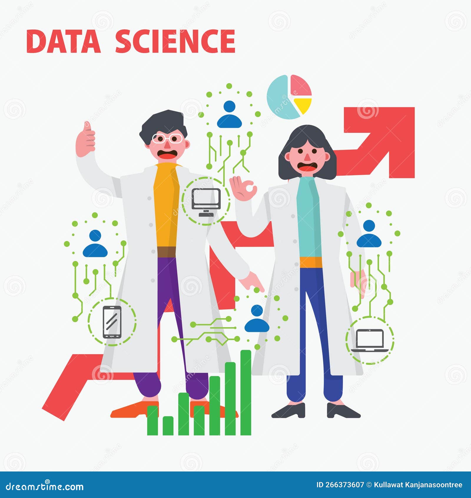 Data Scientist Cartoon Character Vector Illustrator Data Science Female ...