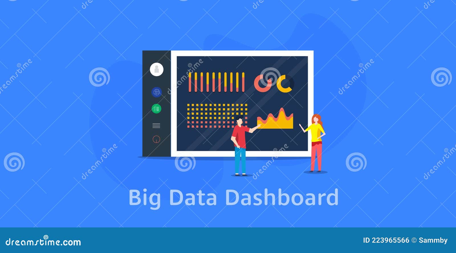 Data Scientist Analyzing Big Data on Virtual Dashboard. Data Analyst ...