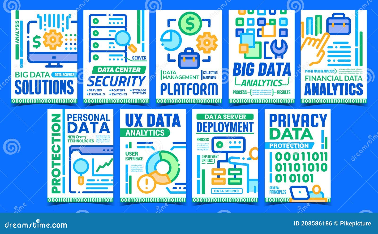 Data Scientist Creative Promo Posters Set Vector Stock Vector ...