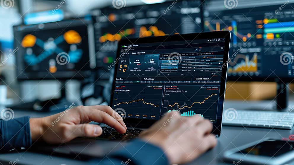 Data Scientist Running AI Predictive Modeling Software on High-End ...