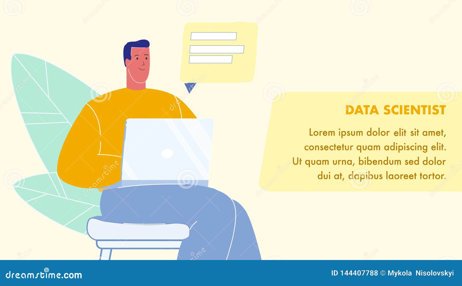 Data Scientist Vector Web Banner with Text Space Stock Vector ...