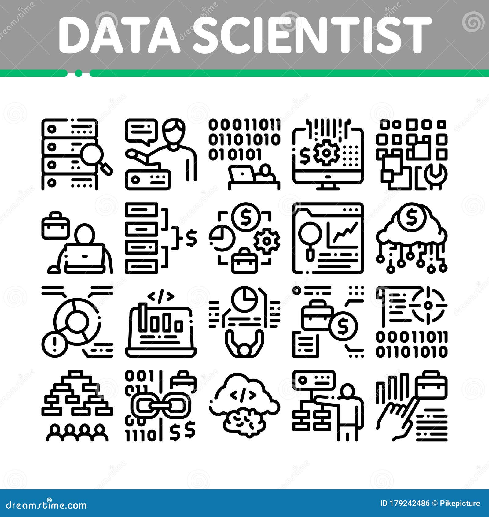 Data Scientist Worker Collection Icons Set Vector Stock Vector ...