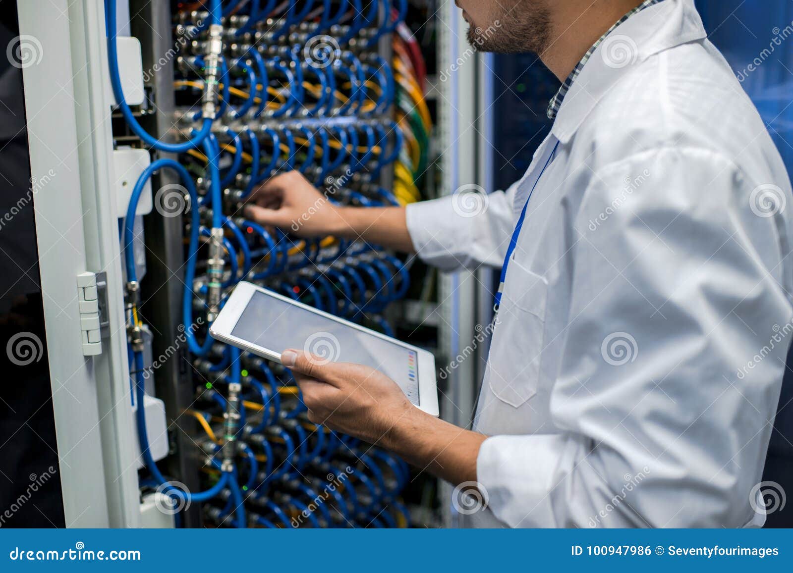 Data Scientist Working with Servers Stock Photo - Image of high, room ...