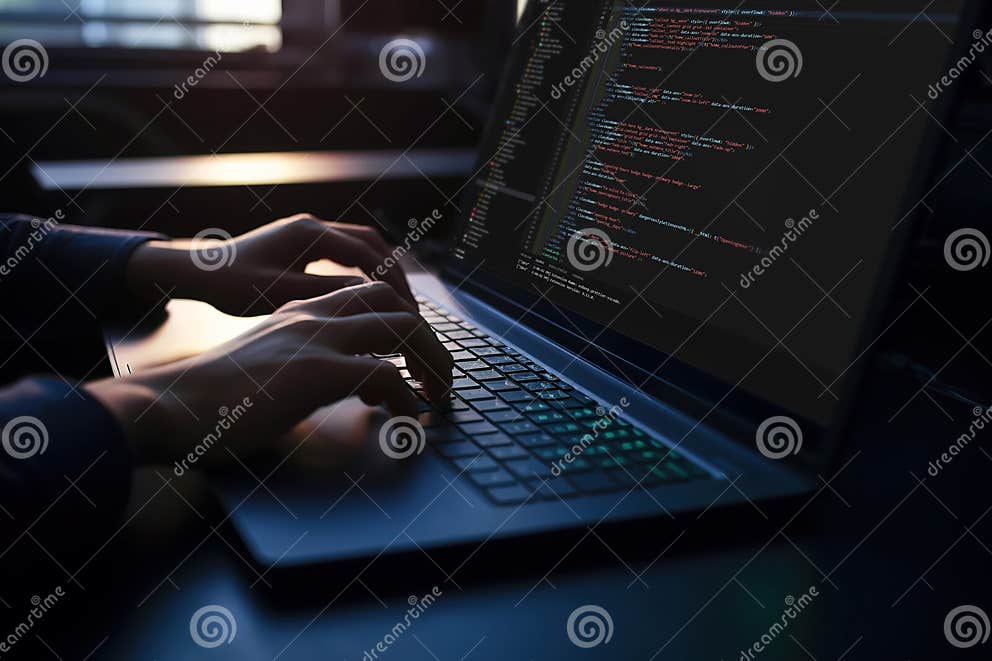 Data Scientists. Man Programmer Using Laptop Analyzing and Develop AI, Programming Stock ...