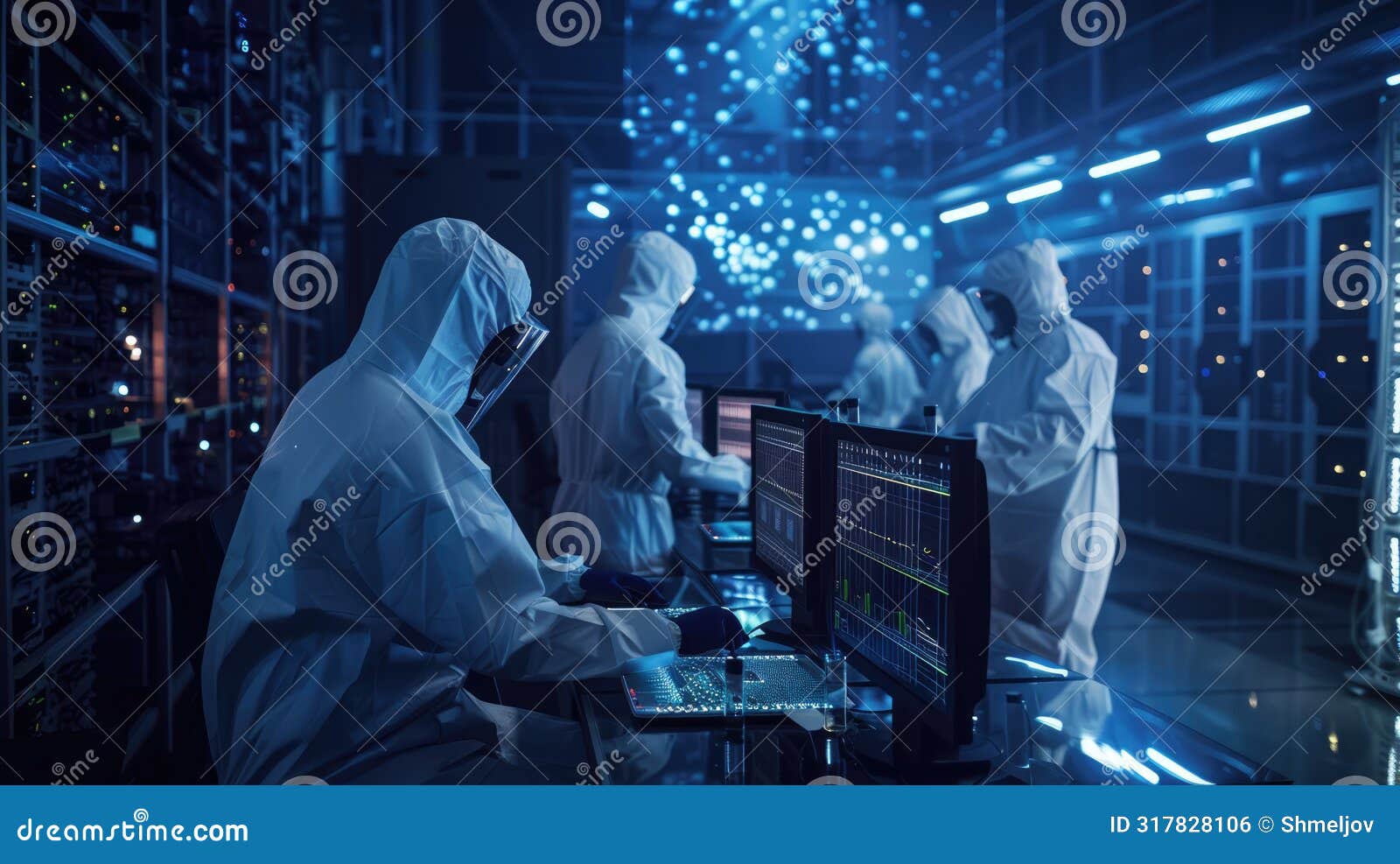 Data Scientists Work in a Modern Laboratory of a Technology Company on ...