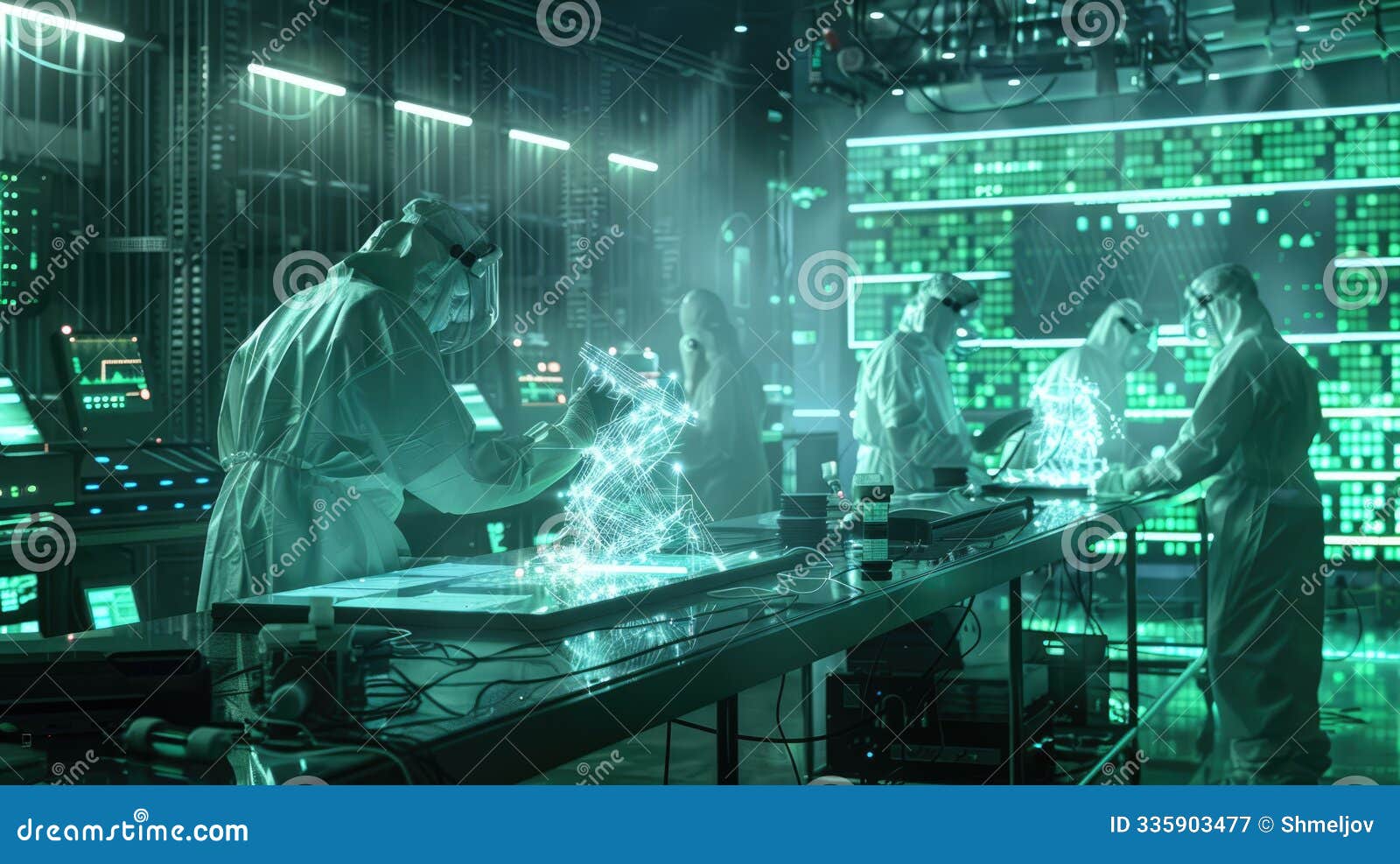 Data Scientists Work in a Modern Laboratory of a Technology Company on ...