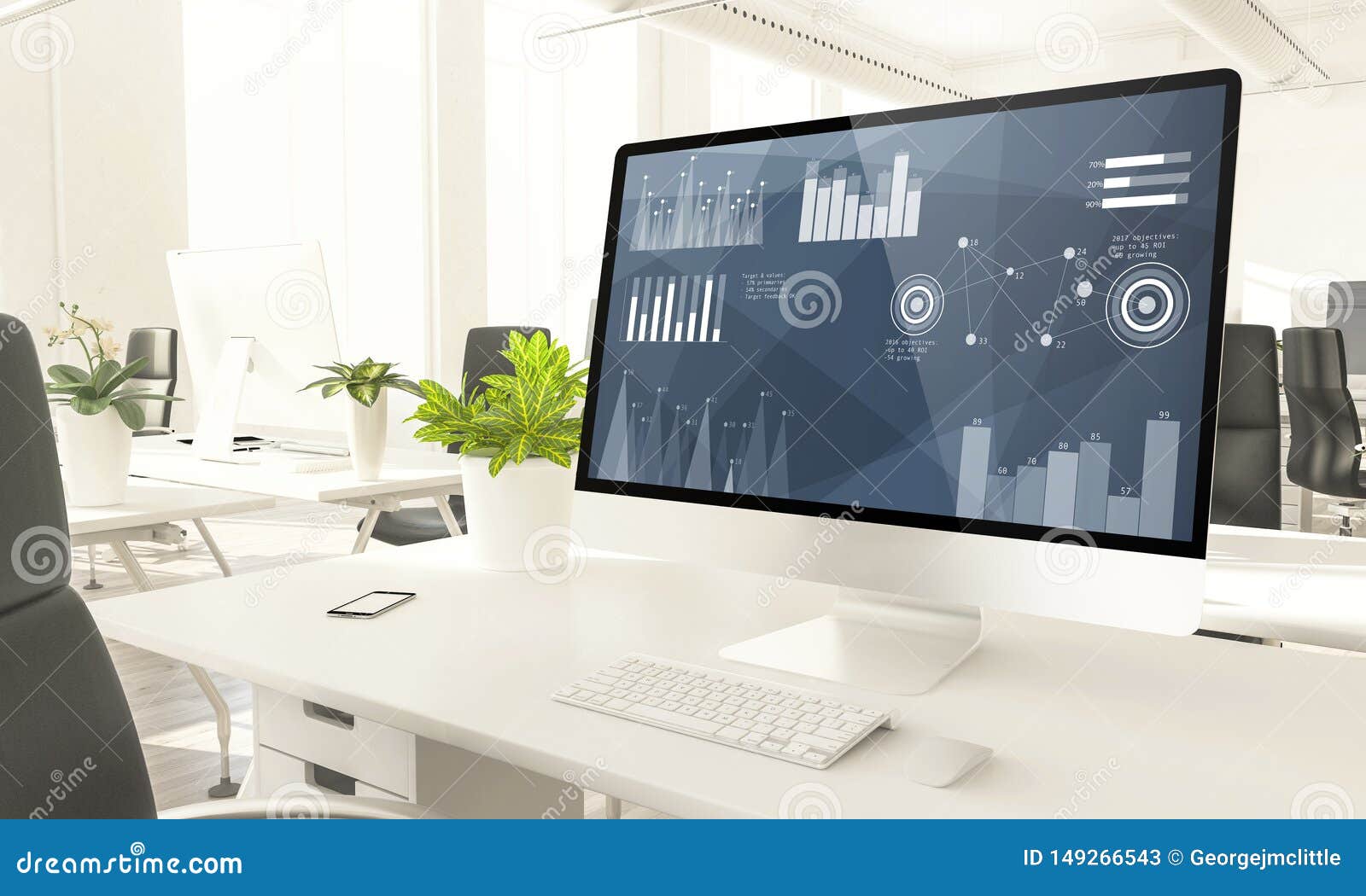 Data Screen Of Assorted Vector Graphs, Charts, Diagrams. Blue Neon ...