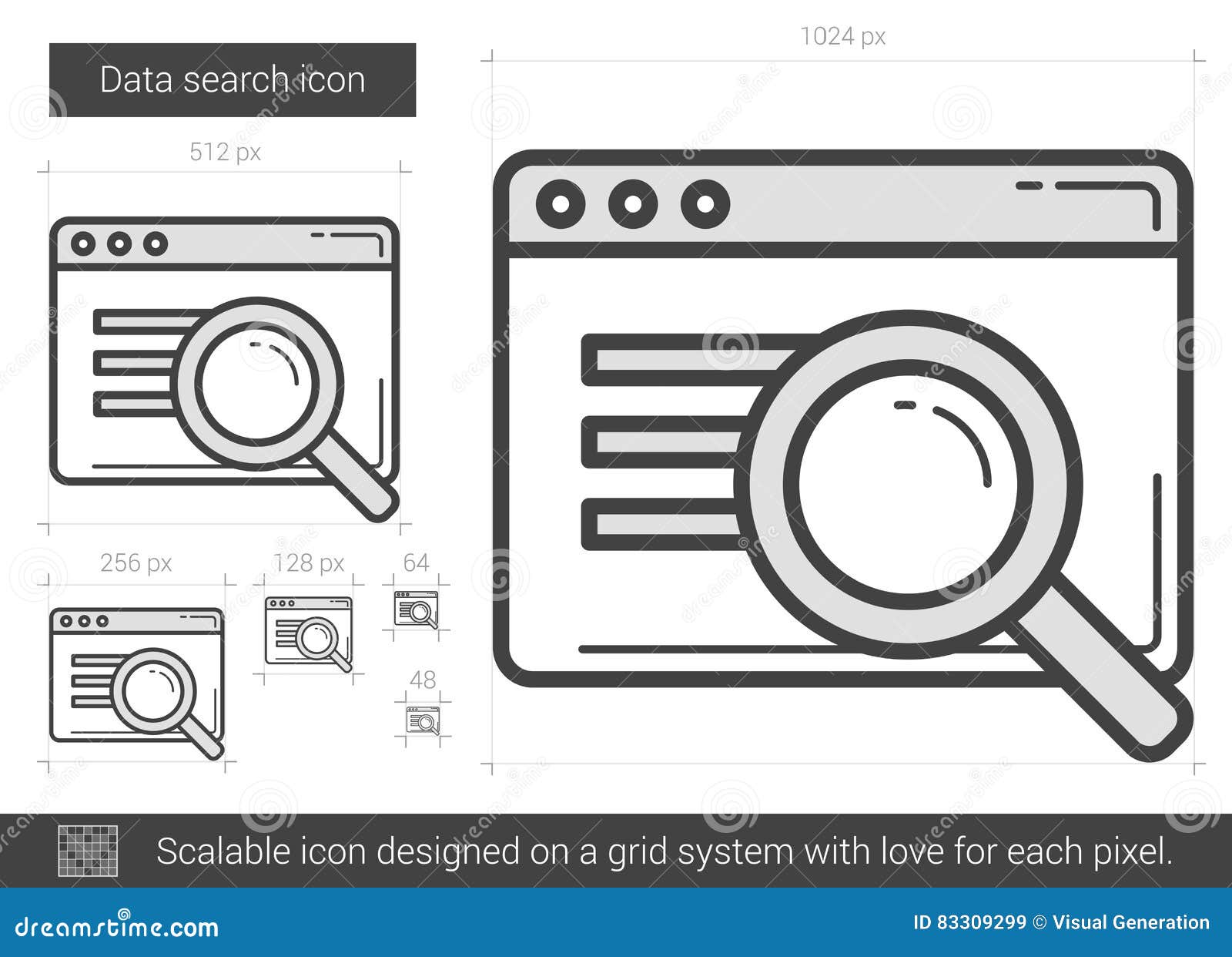 Data search line icon. stock vector. Illustration of data - 83309299