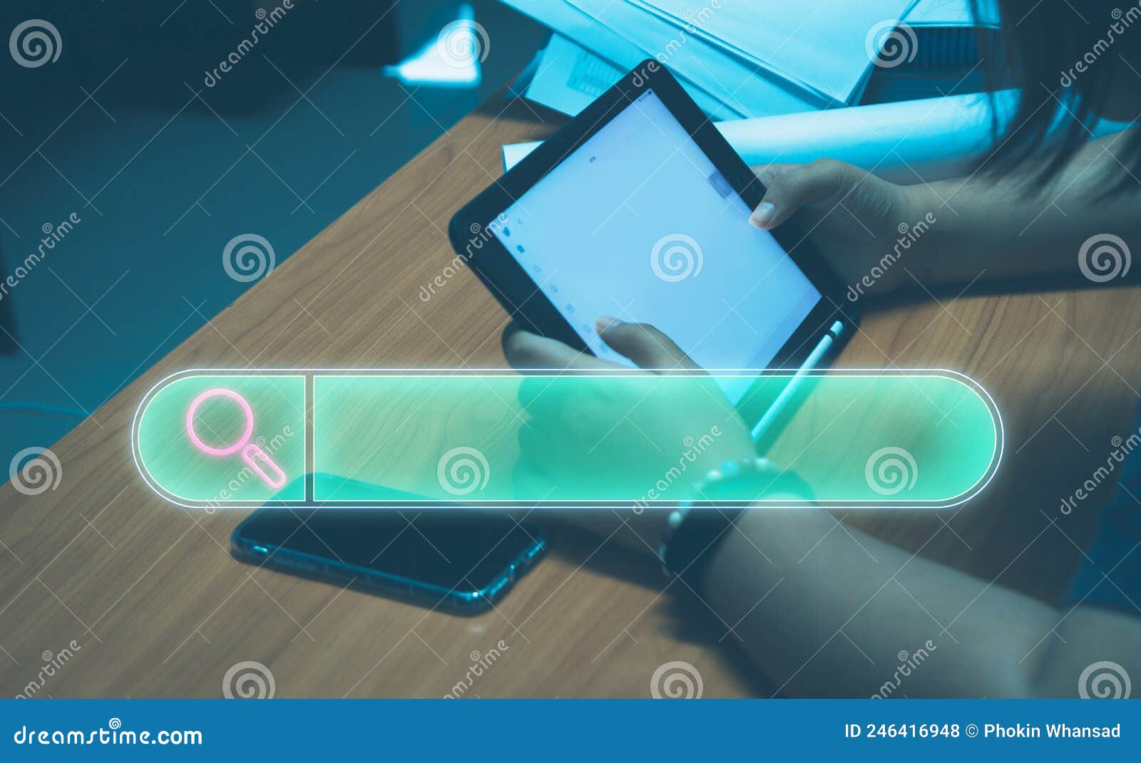 Data Search Technology, Computer Search Optimization, Women`s Hand ...