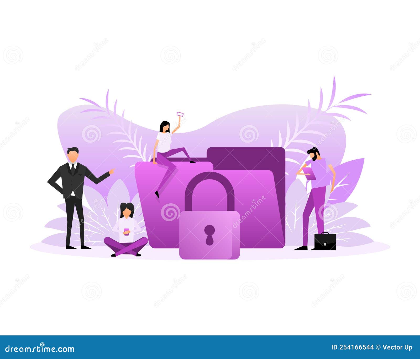 Data Secure People Personal Data Security Concept Stock Vector