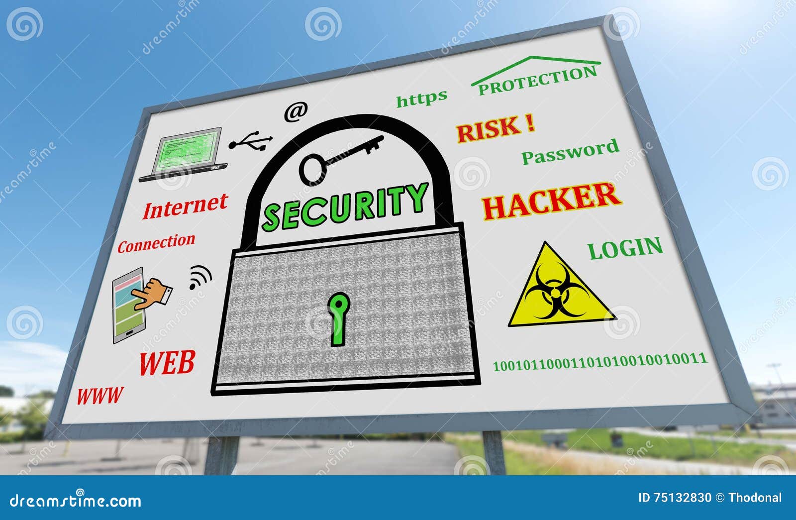 Data Security Concept on a Billboard Stock Photo - Image of risk ...