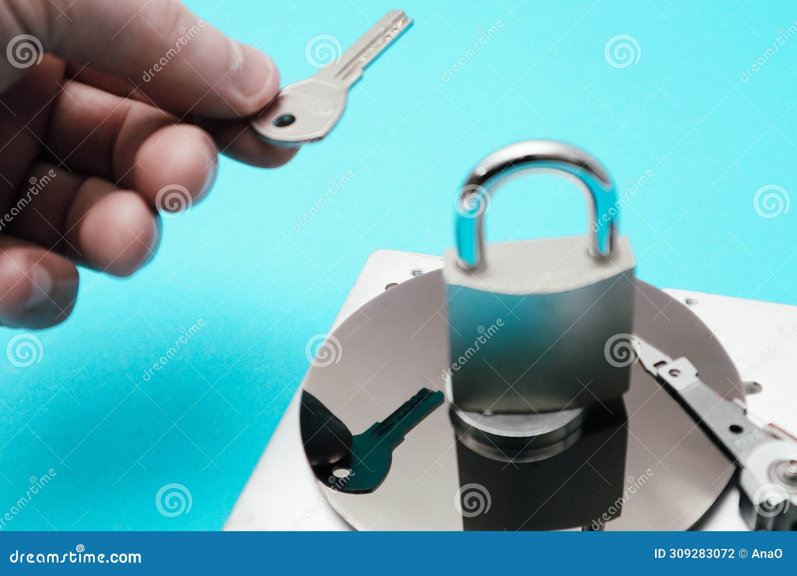 Data Security Concept. Cyber Security Concept with a Padlock on Hard ...