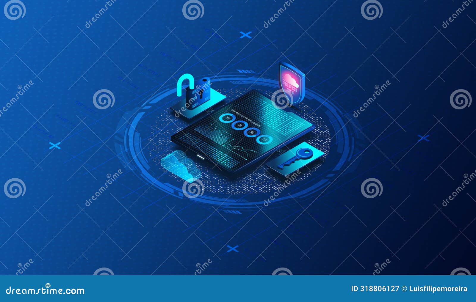 Data Security Concept - 3D Illustration Stock Illustration ...