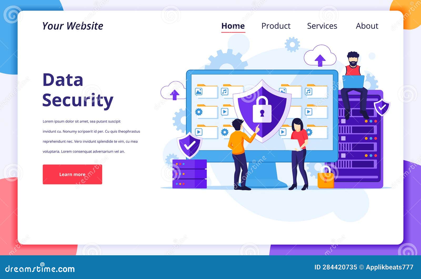 Data Security Concept, People Work on Screen Protecting Data and Files ...