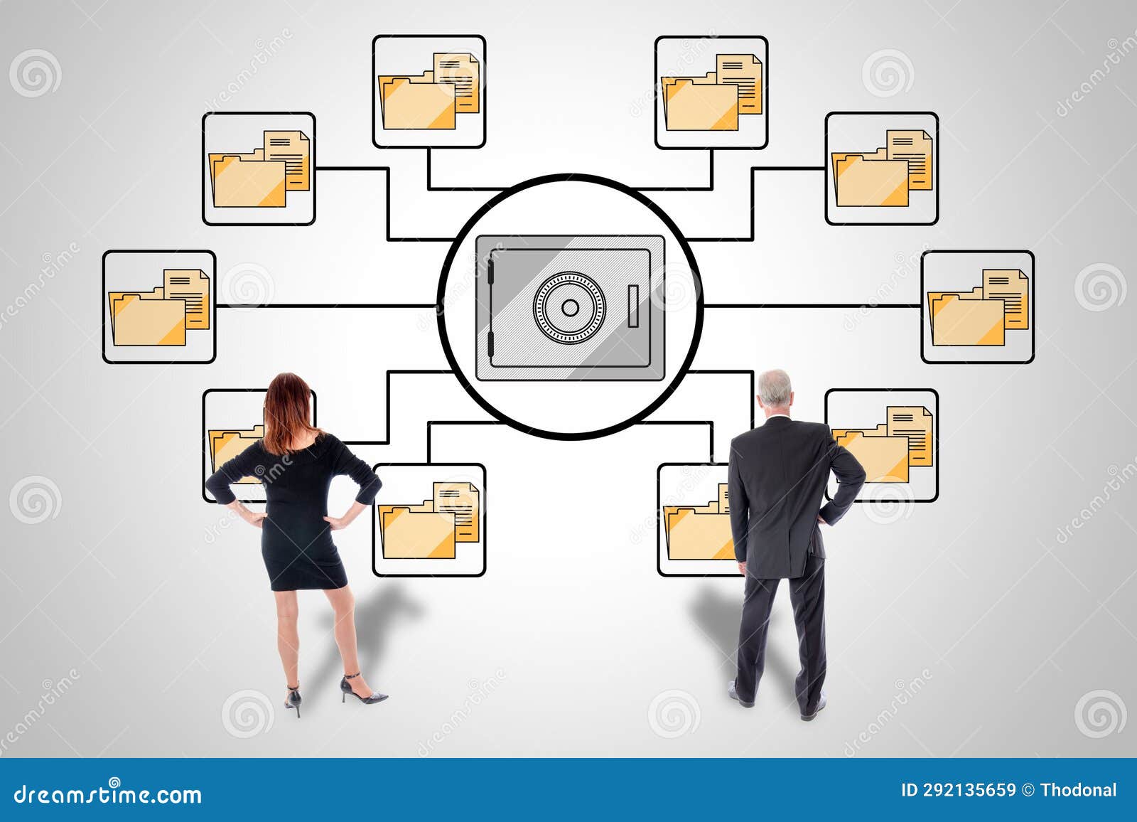 Data Security Concept Watched by Business People Stock Image - Image of ...
