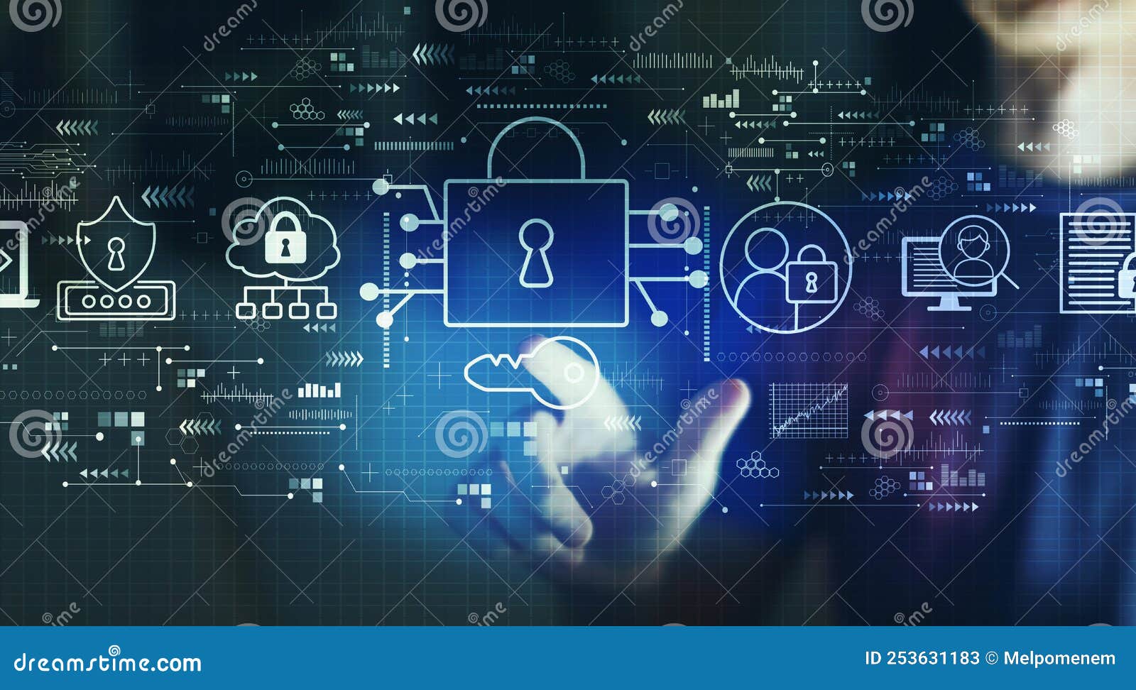 Data Security Concept with Young Man in the Night Stock Image - Image ...