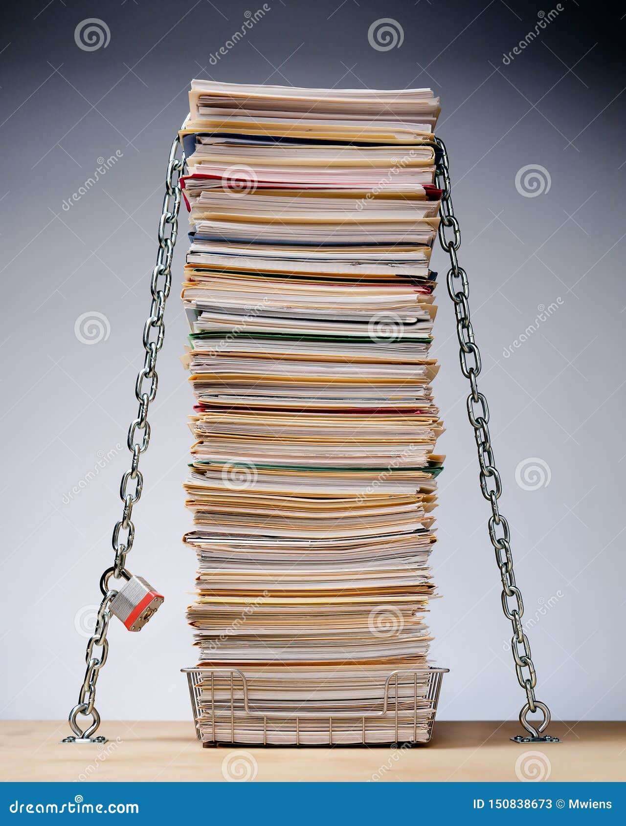 Data Files Secured with Lock and Chain Stock Image - Image of overtime ...