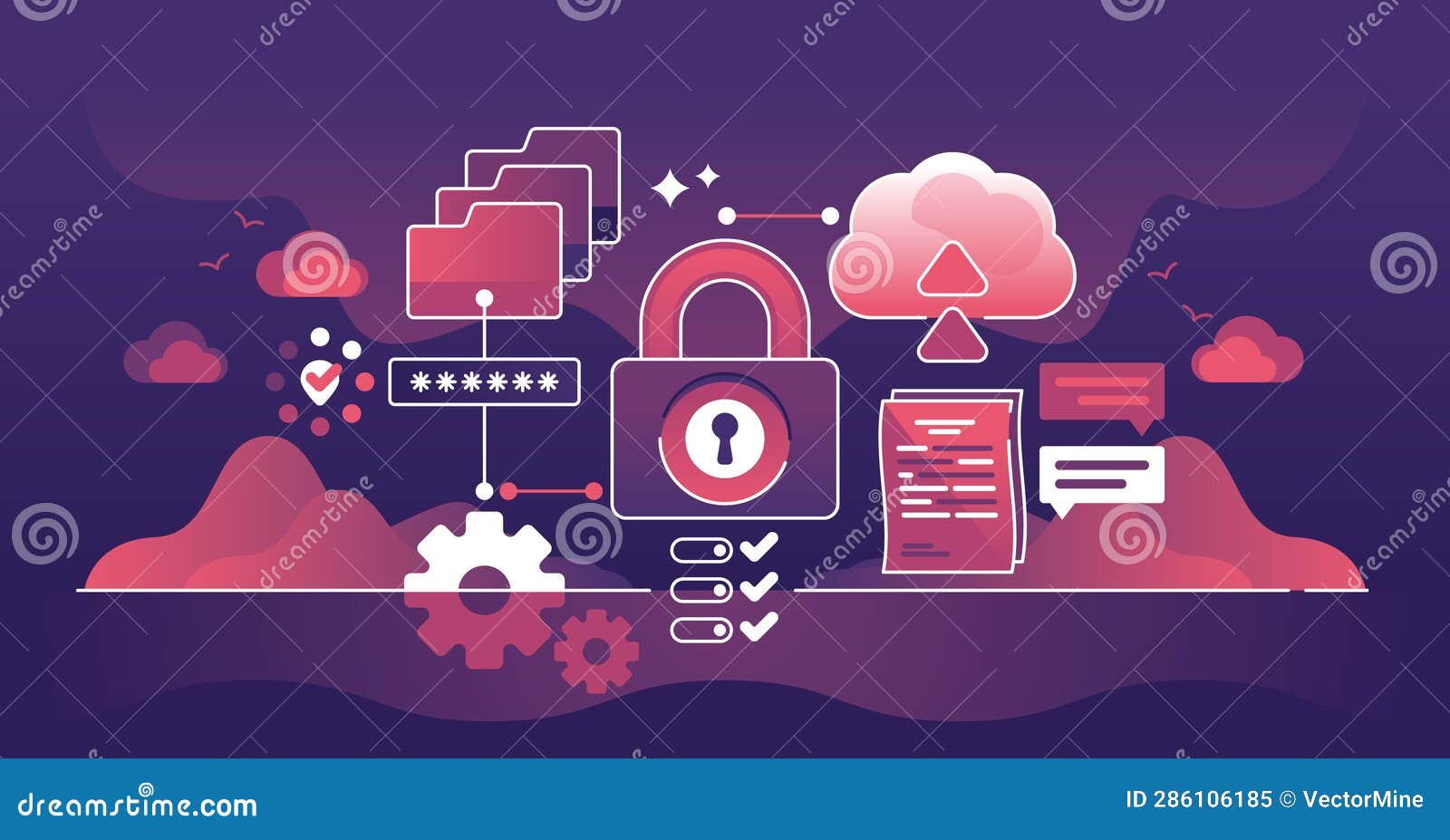 Data Security And File Upload To Cloud With Network Lock Outline