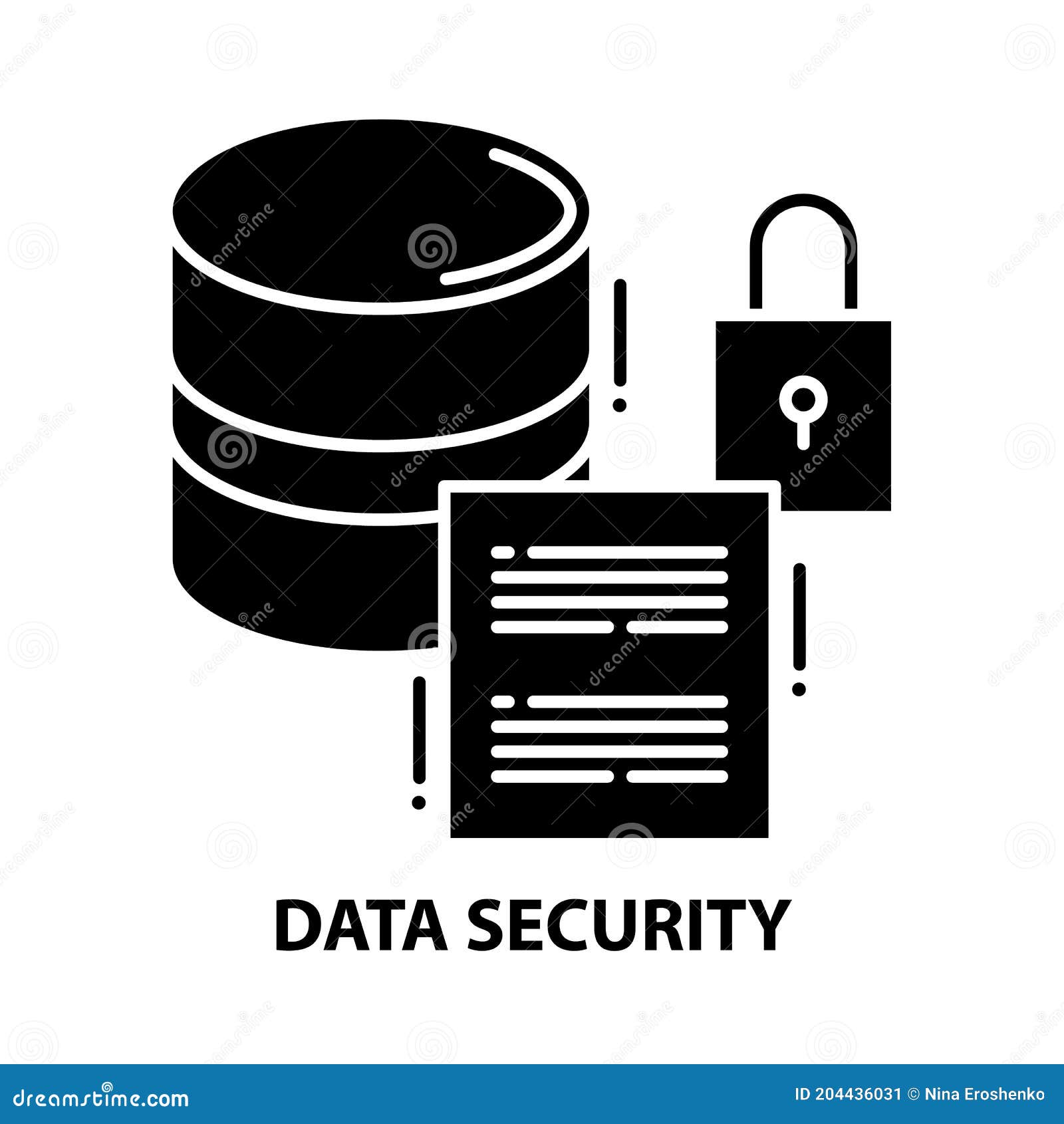 Data Security Icon, Black Vector Sign with Editable Strokes, Concept ...