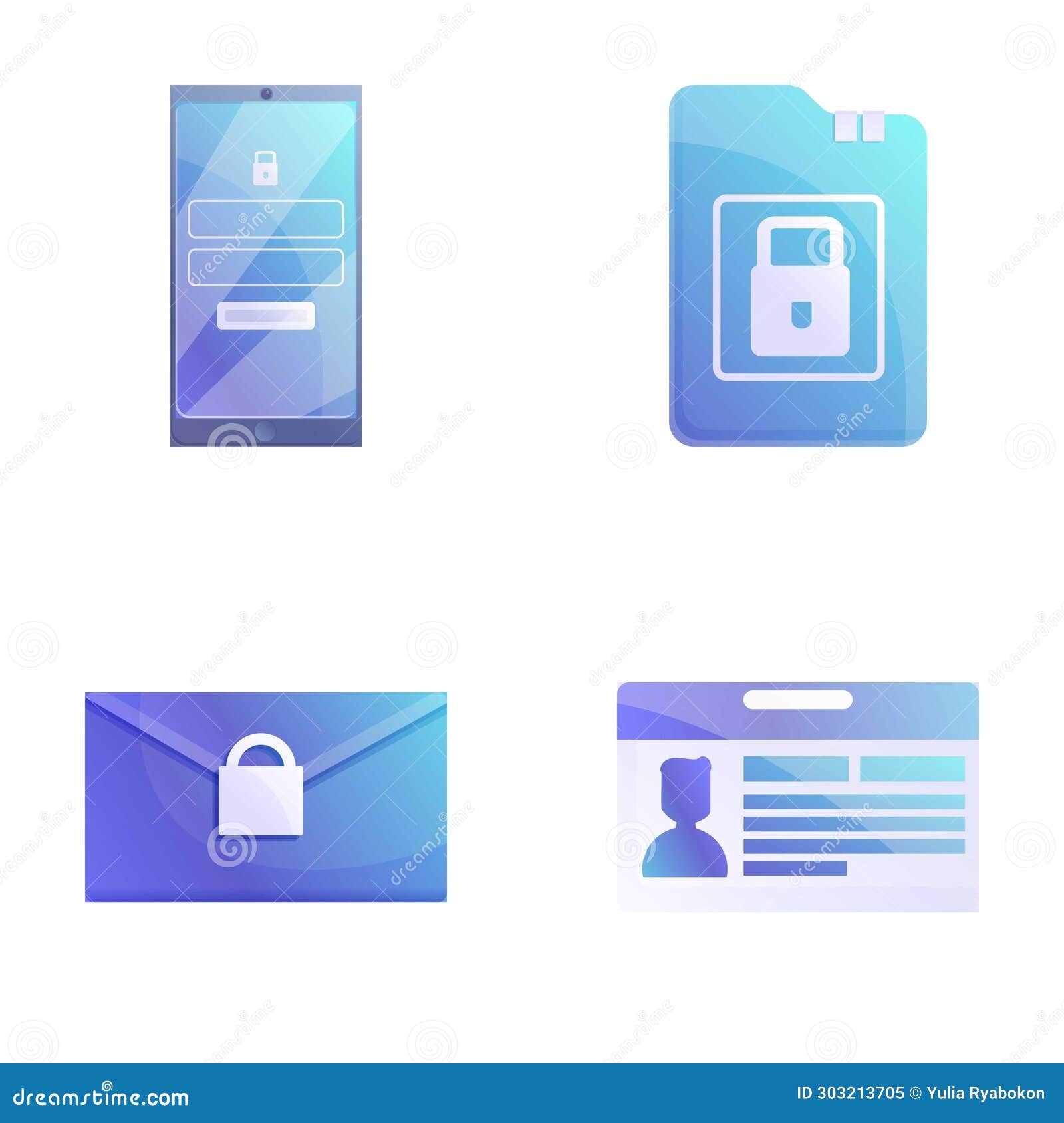 Data Security Icons Set Cartoon Vector. Personal Information Protection ...