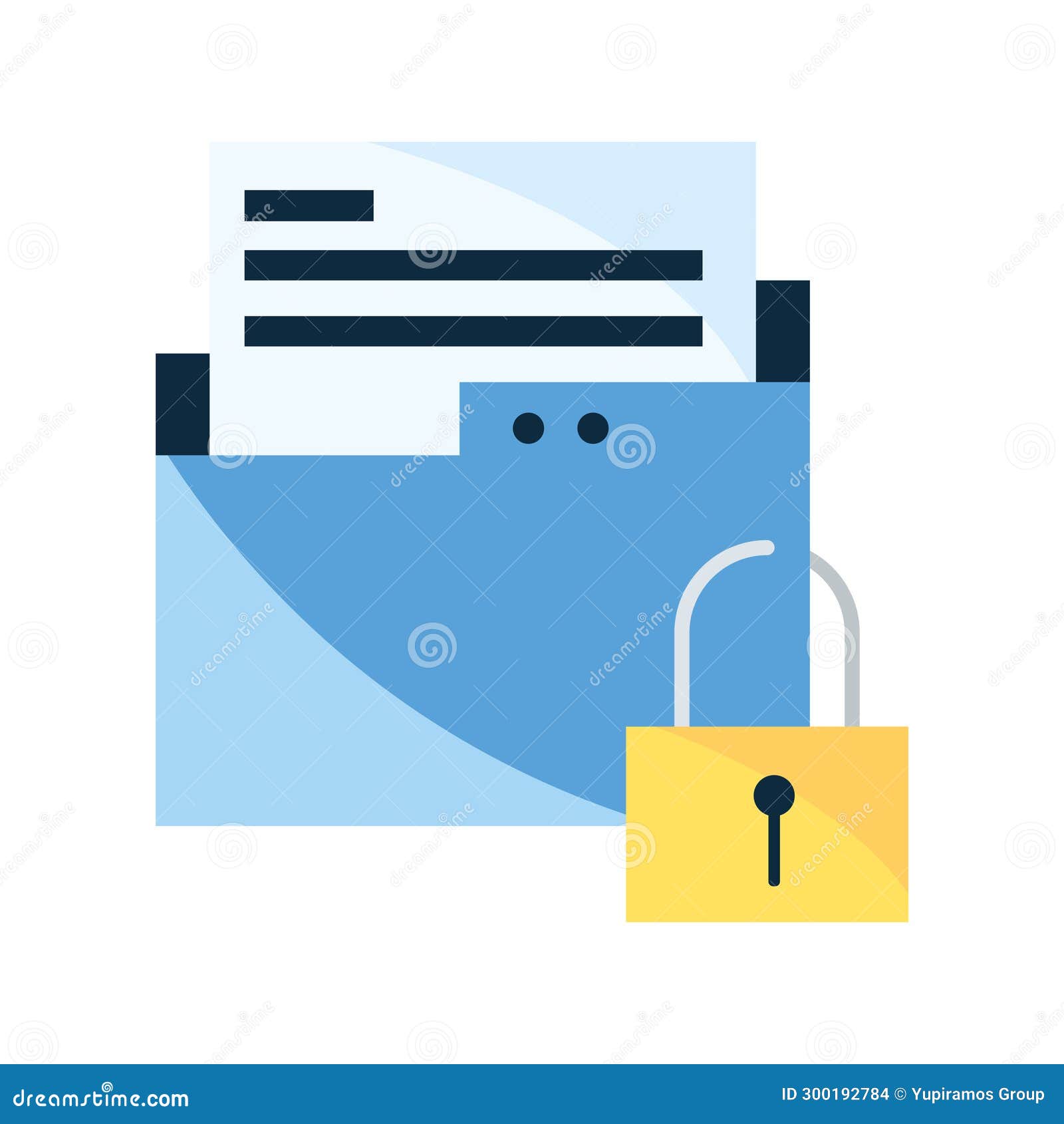 Data Security Illustration of a Folder and Padlock Stock Illustration ...