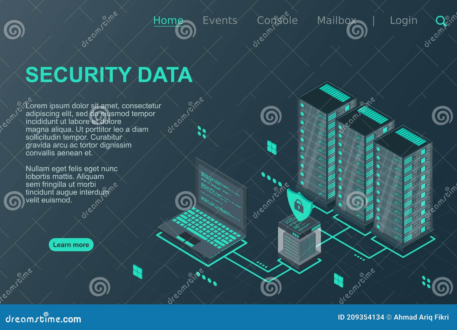 Data Security Isometric Illustration. Illustration of a Server Laptop ...