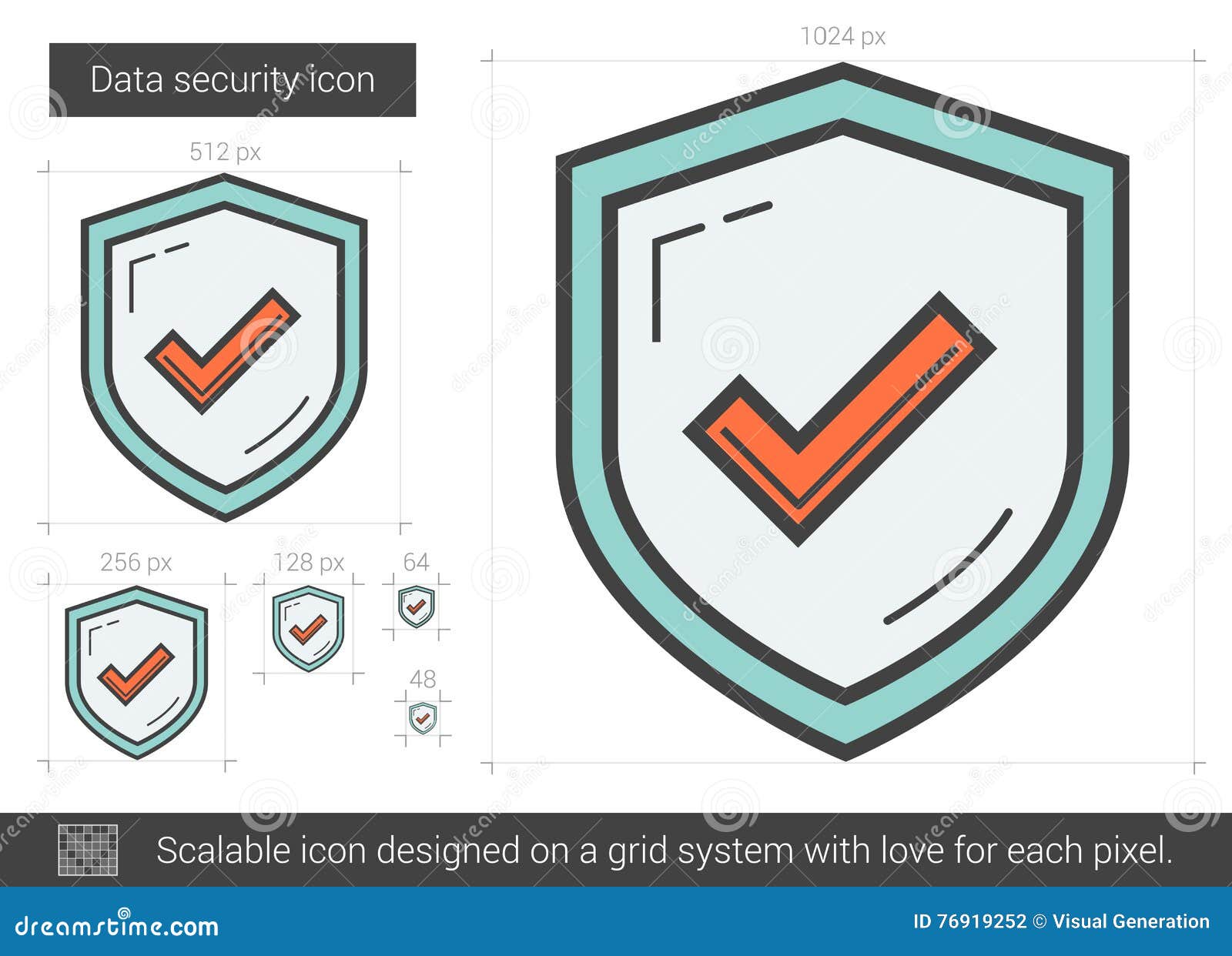 Data security line icon. stock vector. Illustration of element - 76919252