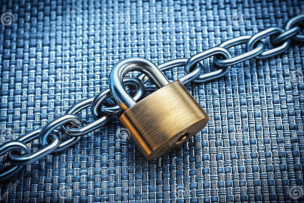 Data Security: Lock and Chain Symbolizing Protection of Binary ...