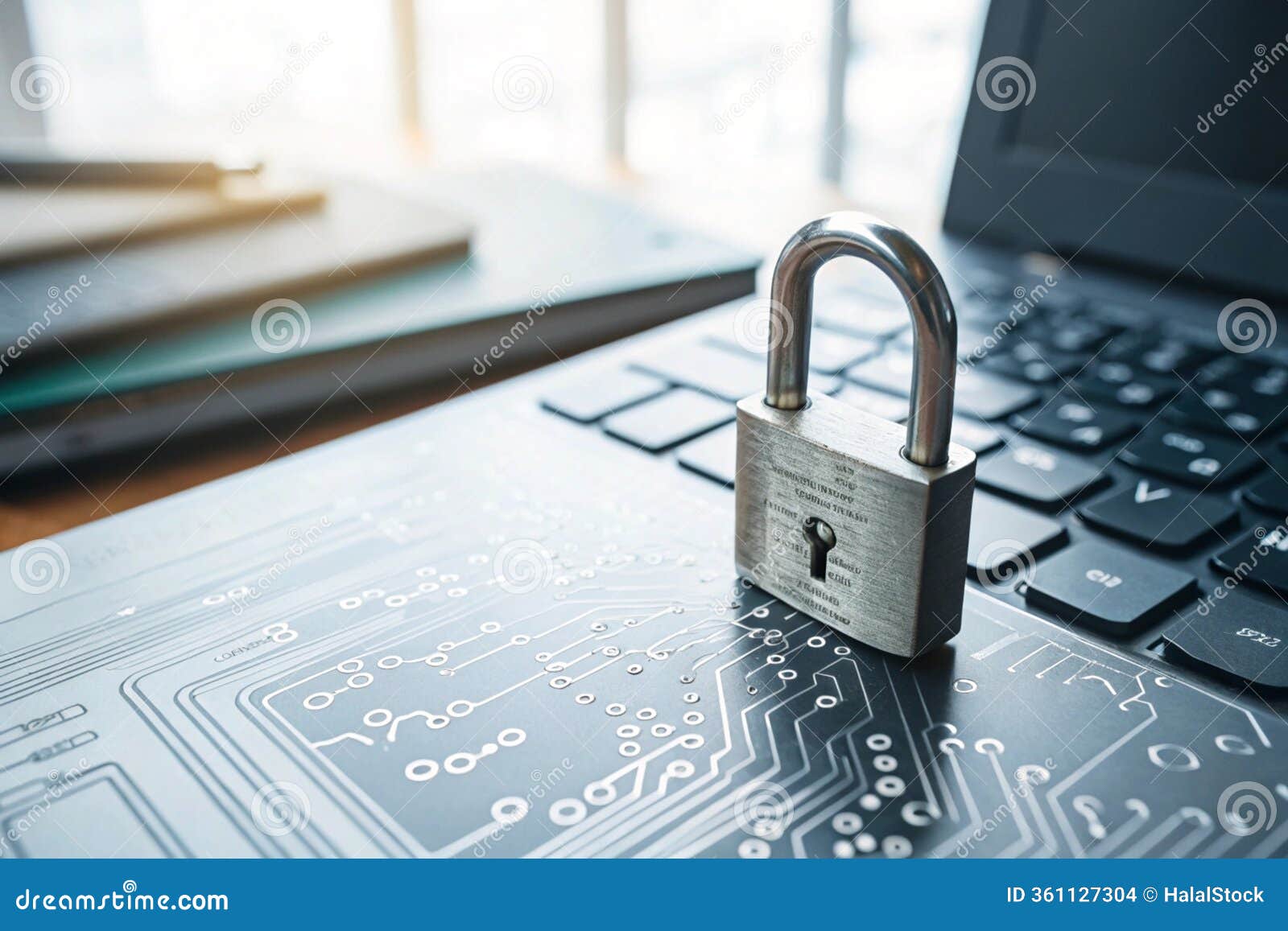 Data Security: Lock on Circuit Pattern Stock Illustration ...