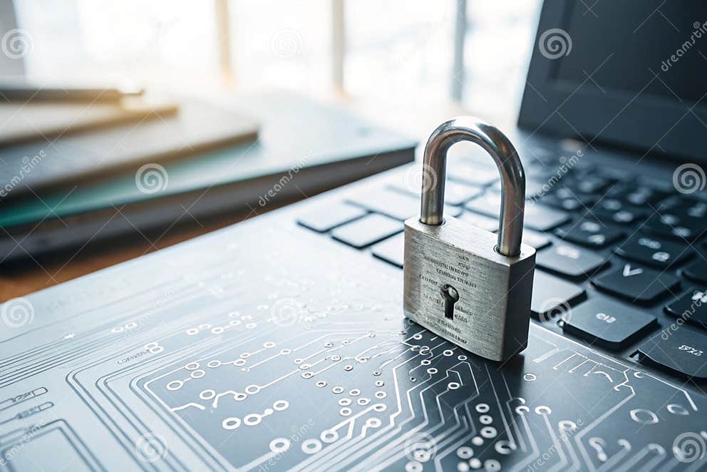 Data Security: Lock on Circuit Pattern Stock Illustration ...
