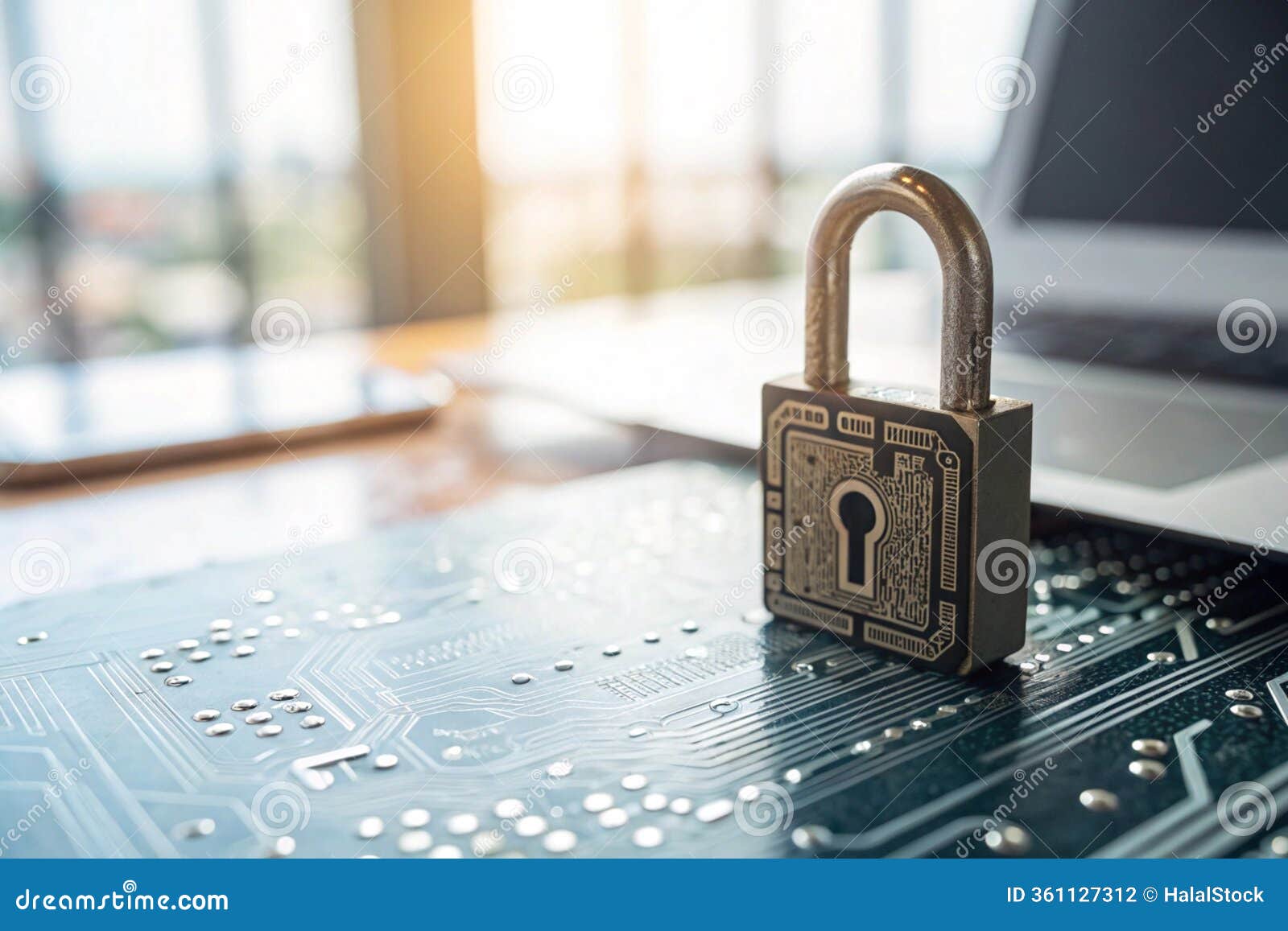 Data Security: Lock on Circuit Pattern Stock Illustration ...
