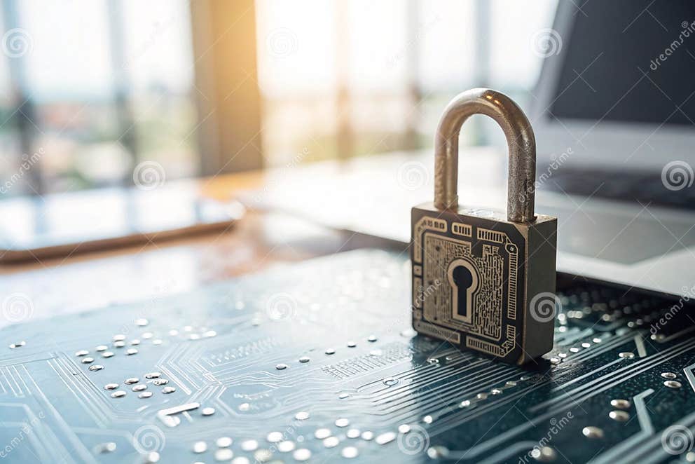 Data Security: Lock on Circuit Pattern Stock Illustration ...