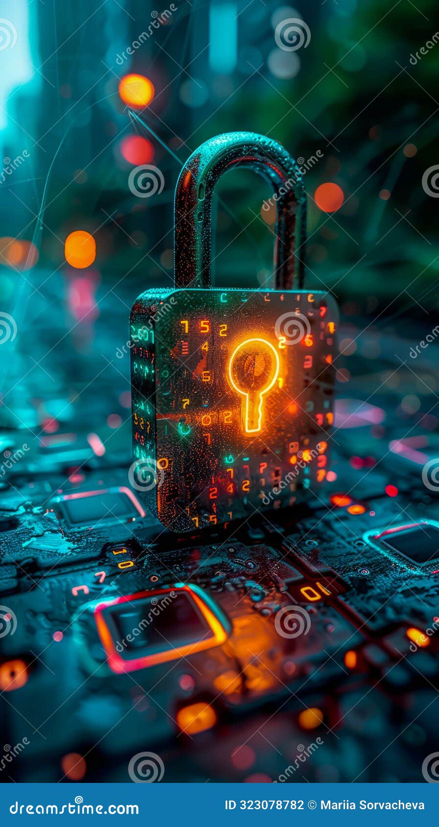 Data Security: Security Lock in the Fire Code. Generated by AI Stock ...