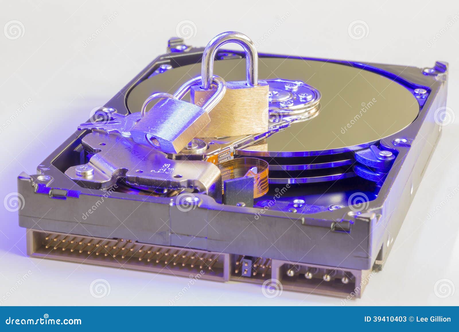 Data Security: Lock Sitting on a Hard Disk Drive Stock Image - Image of ...