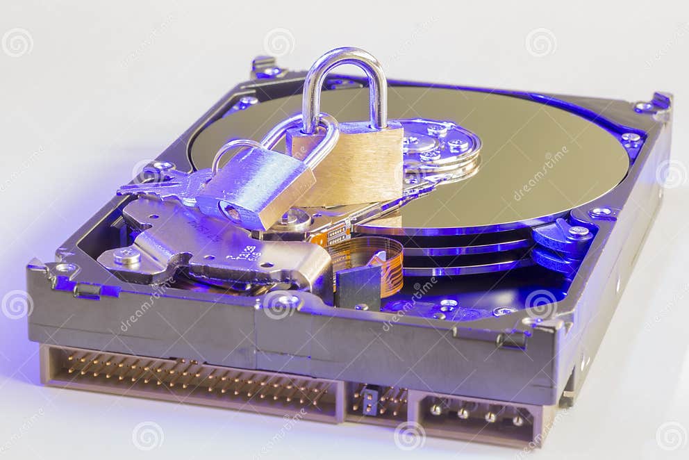 Data Security: Lock Sitting on a Hard Disk Drive Stock Image - Image of ...